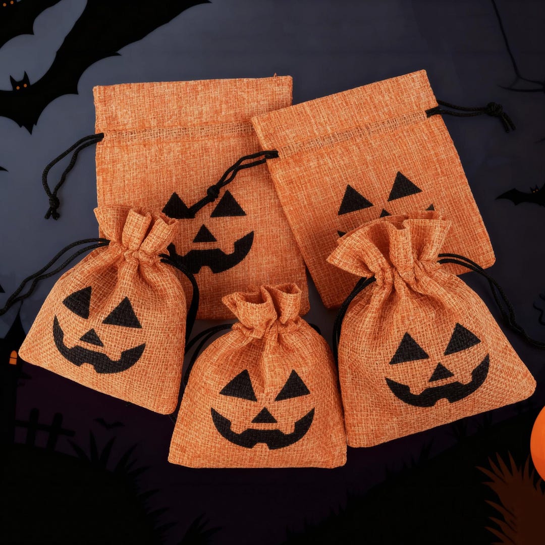 50pcs Halloween Candy Drawstring Bags–cartoon Witch/bat Designs ...