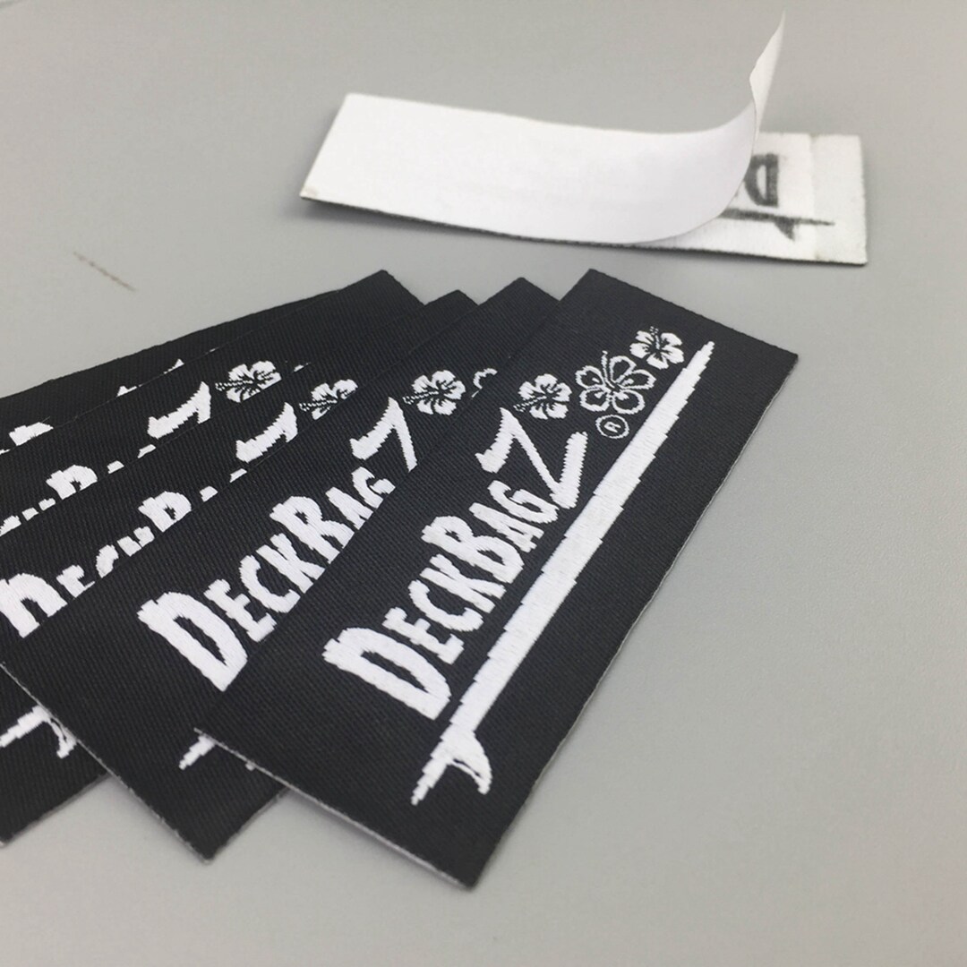 Custom Woven Label Self-adhesive, Clothing Labels, Adhesive Fabric ...