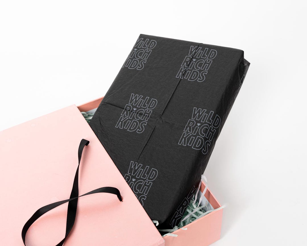 100pcs Black Tissue Paper With Logo, Custom Printed Tissue Paper ...