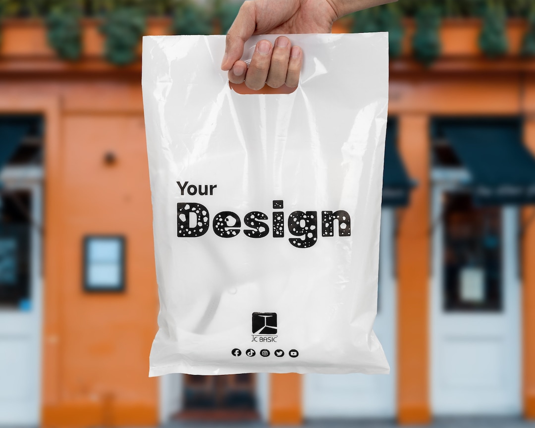 500pcs Custom Shopping Bags With Logo, Plastic Gift Bags With Logo ...