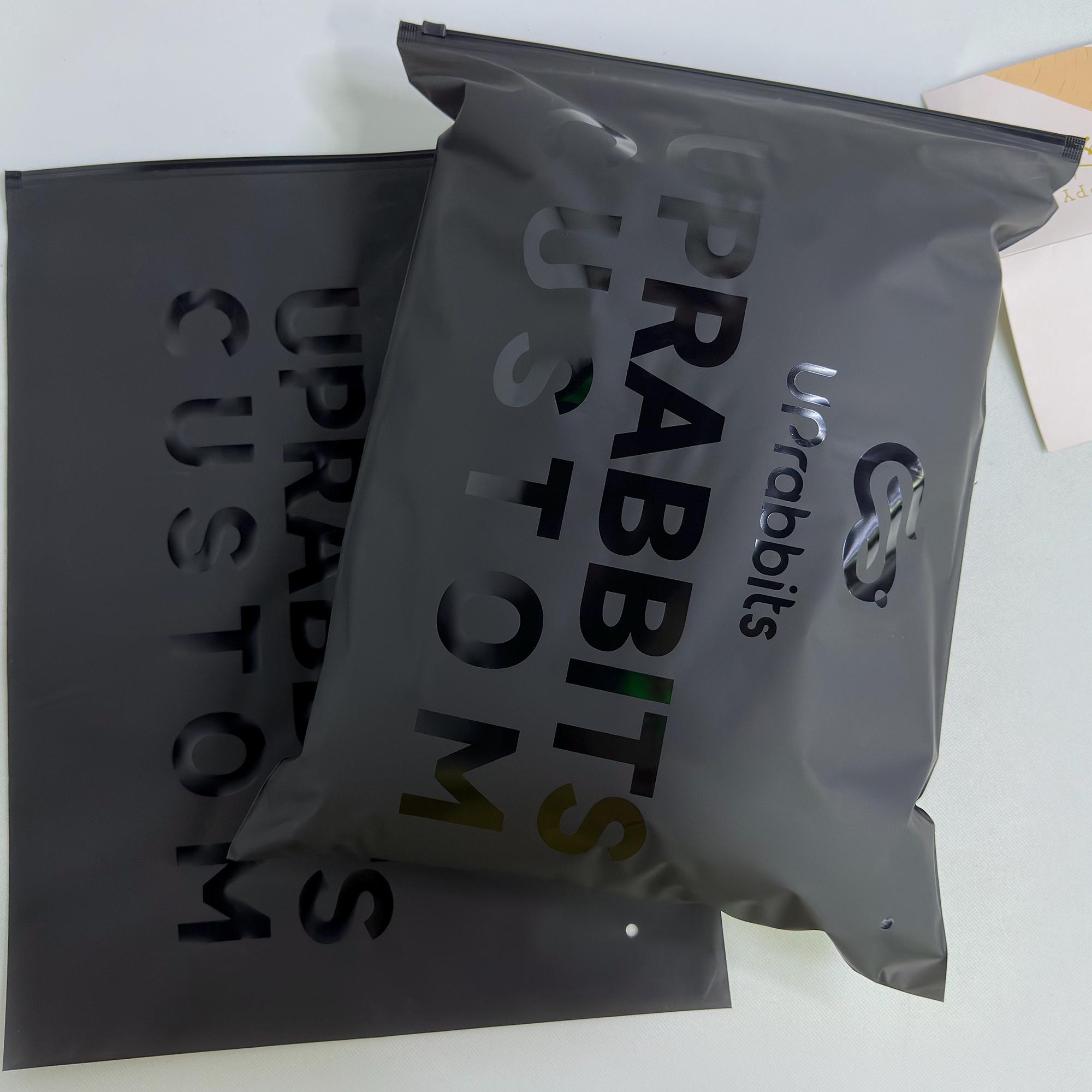 Custom Frosted Zipper Bags High Quality Black Matte Zipper Bag Custom ...