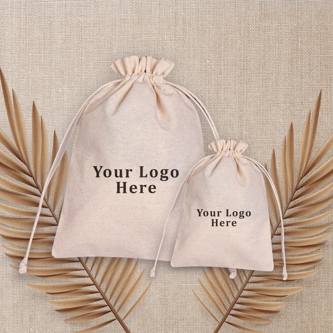 100pcs Custom Recycled Dust Bags, Poly Cotton Natural Bags, Custom Logo ...
