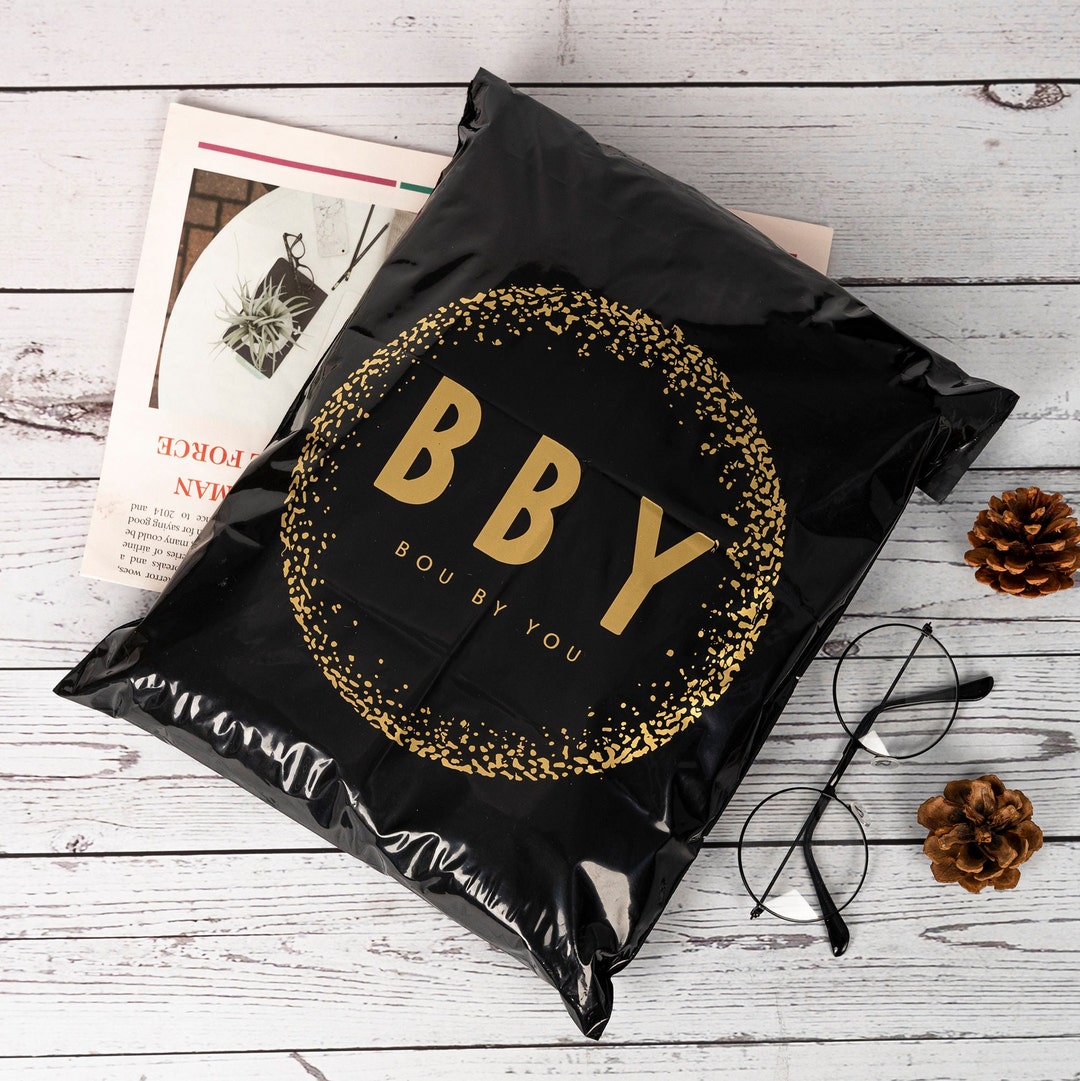 300 Black Shipping Bag,custom Shipping Bag With One Color Logo, Custom ...