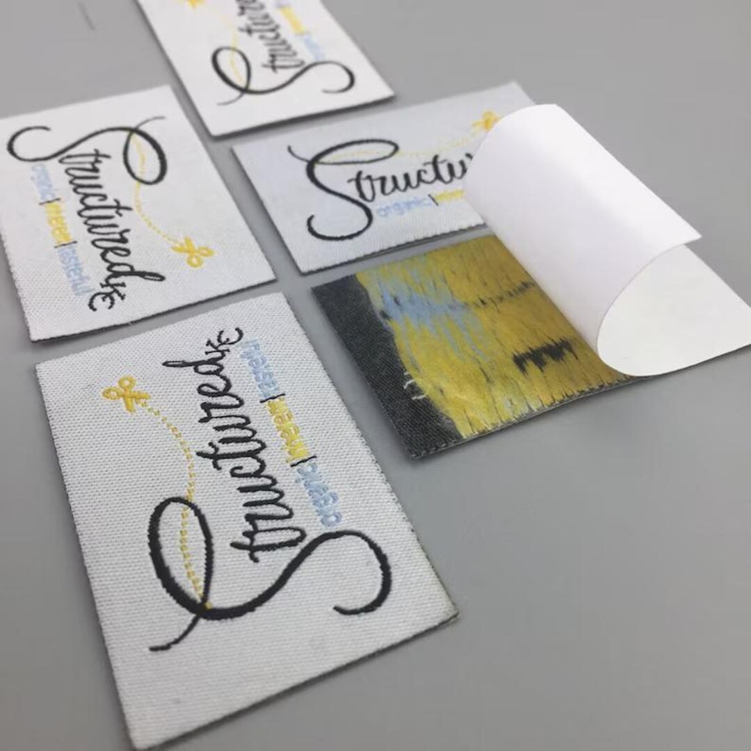 100 Custom Adhesive Woven Label High Density Sewing Labels Neck Label ...