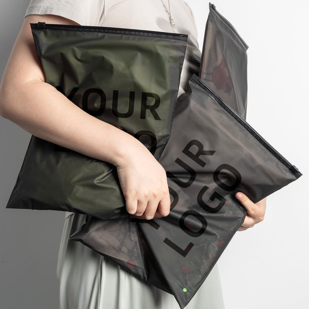 Custom Black Zipper Bags,matte Black Zip Seal Package Bags for Clothing ...