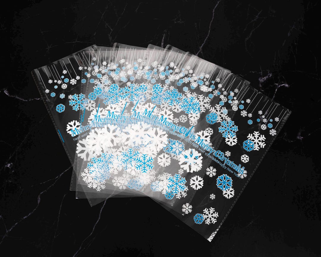 100pcs Clear Opp Bag With Custom Logo, Christmas Gift OPP Bag ...