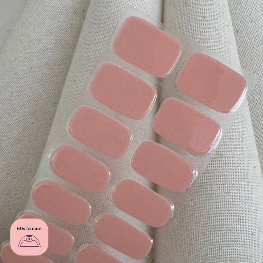 Powder Puff Pink Semi Cured Gel Nail Strips - Etsy