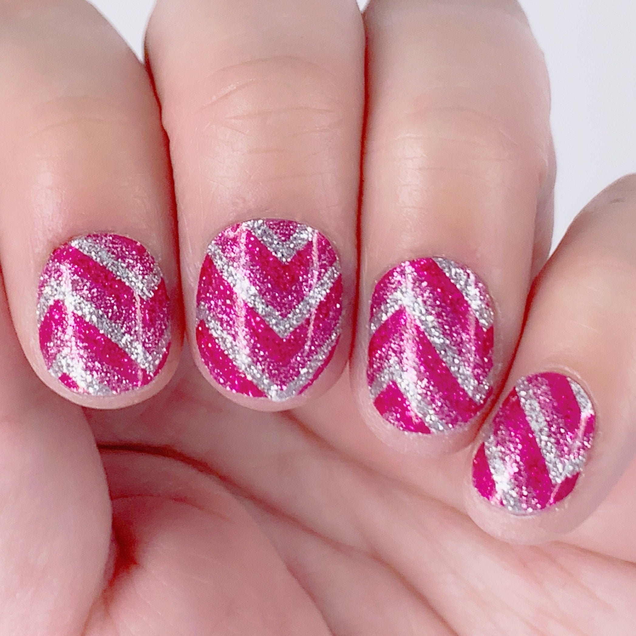 Hot Pink With Glitter Chevron
