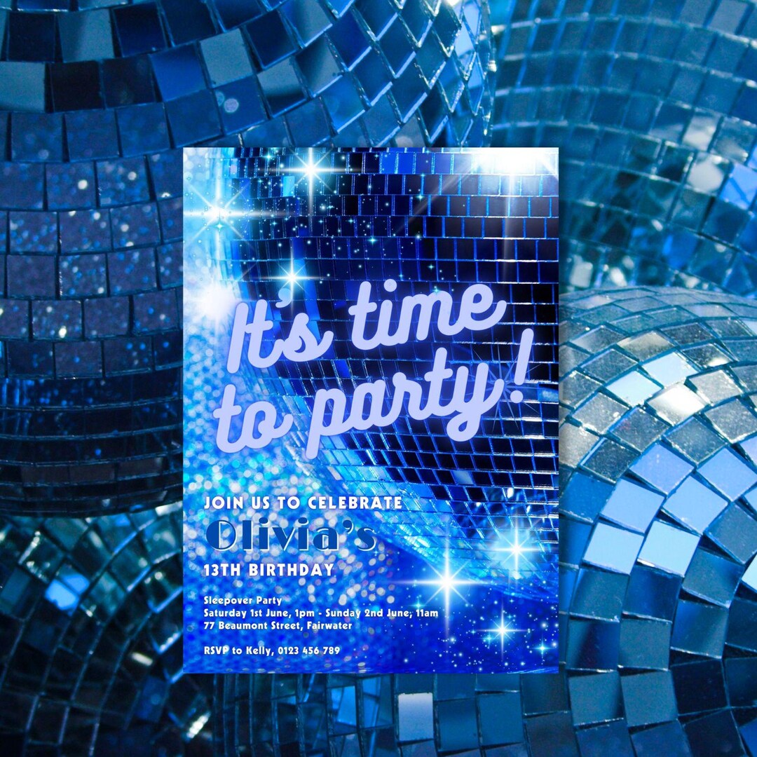 DISCO || Personalised Birthday Invitation (disco Invite, Disco ...