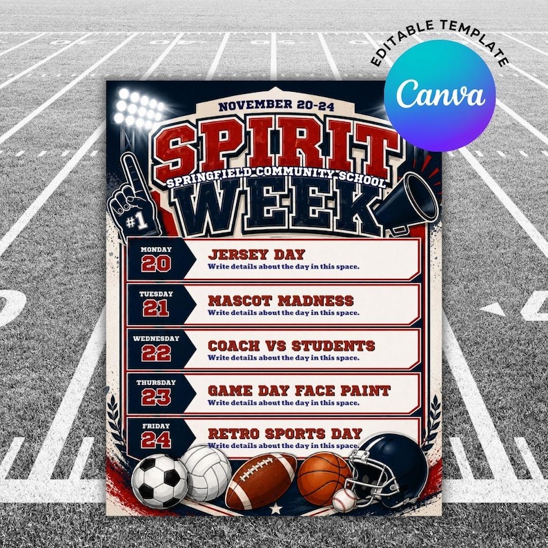 Sports Spirit Week Poster, High School Sports Newsletter Design, PTA ...