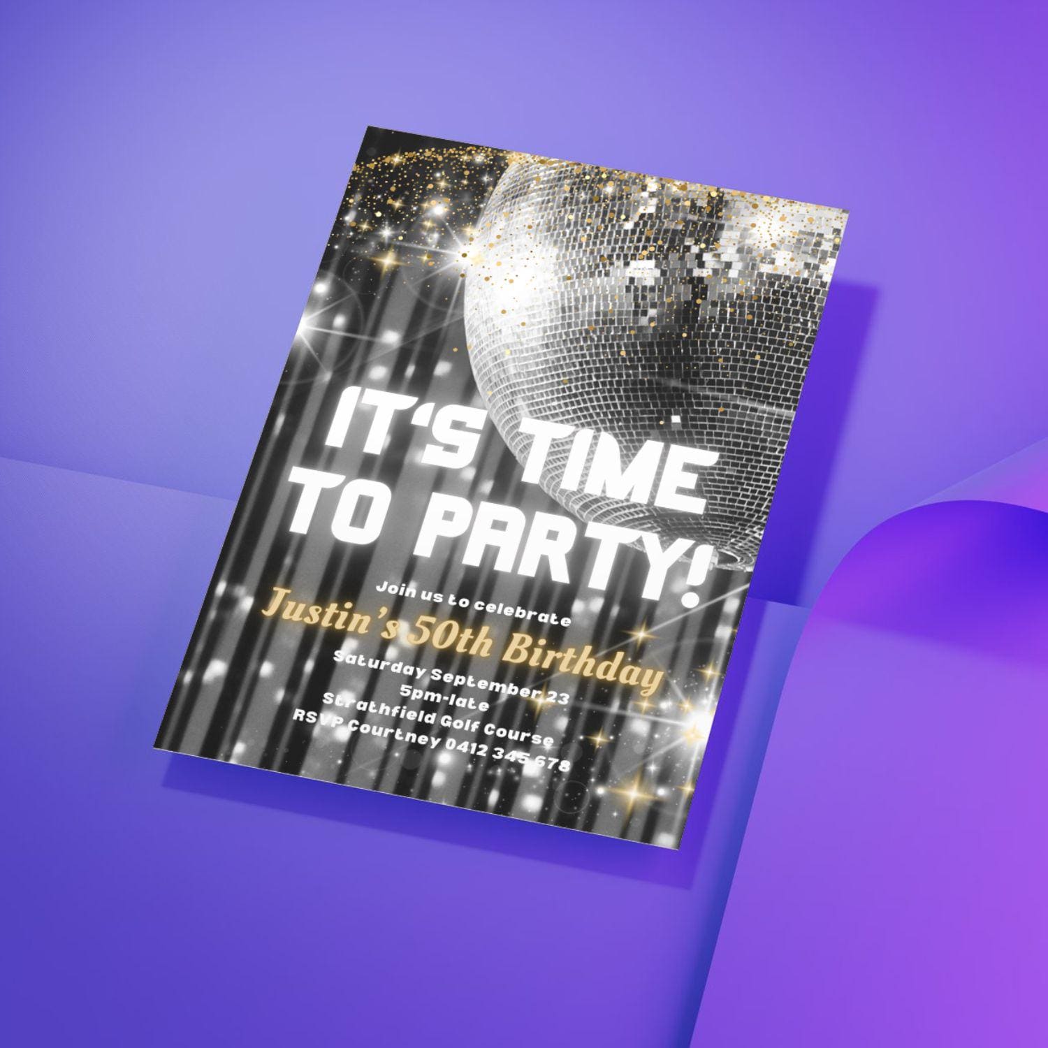 Editable Disco Birthday Invitation, 70s Dance Party Template (digital ...