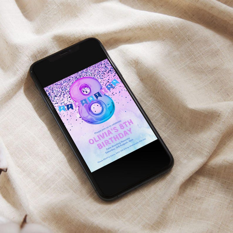 CANVA TEMPLATE: Editable Confetti 8th Birthday Invitation - Etsy