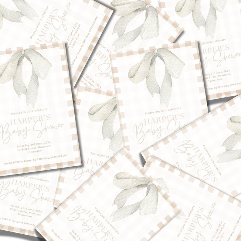 CANVA Template: Editable Gingham Baby Shower Invitation (5x7 Inch) - Etsy