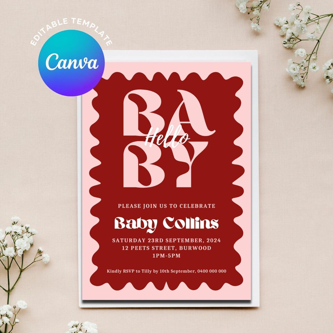 Editable Baby Shower Invitation Template (canva) - Etsy
