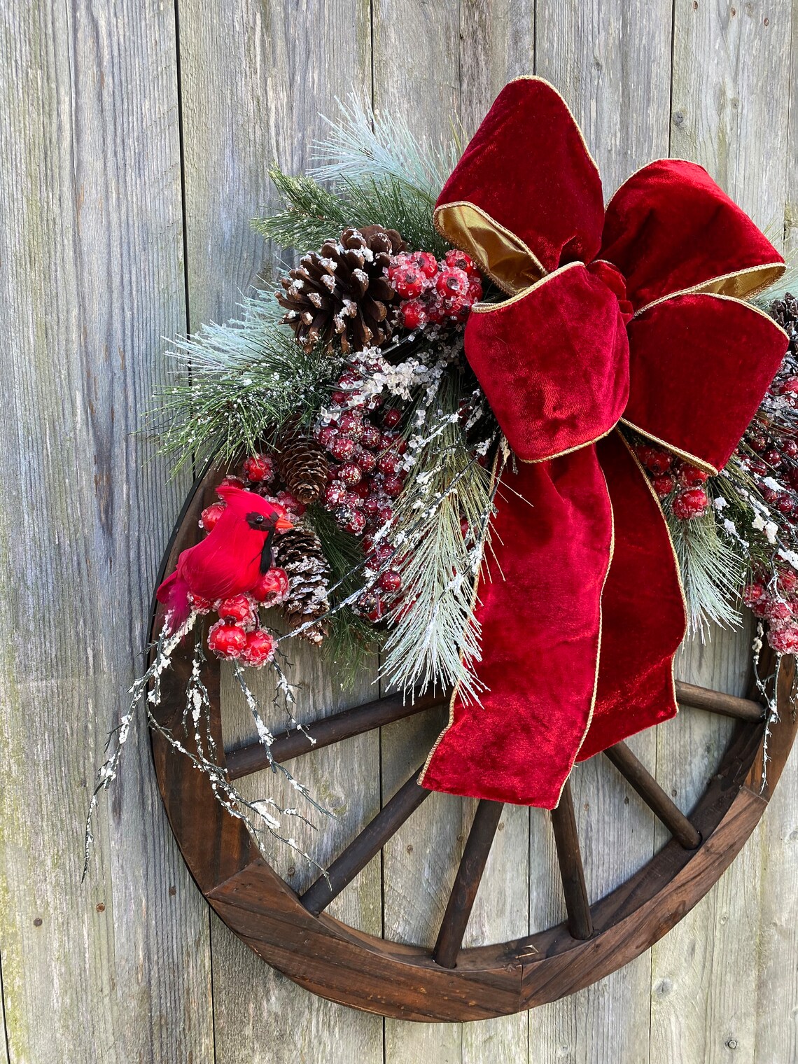 Country Christmas Wagon Wheel - Etsy