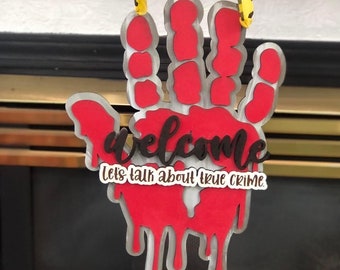 True Crime Horror Hand Door Hanger - Etsy