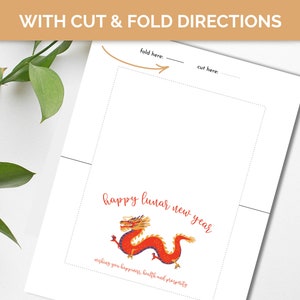 Printable 2024 Lunar New Year Card, Year of the Dragon Chinese New Year ...