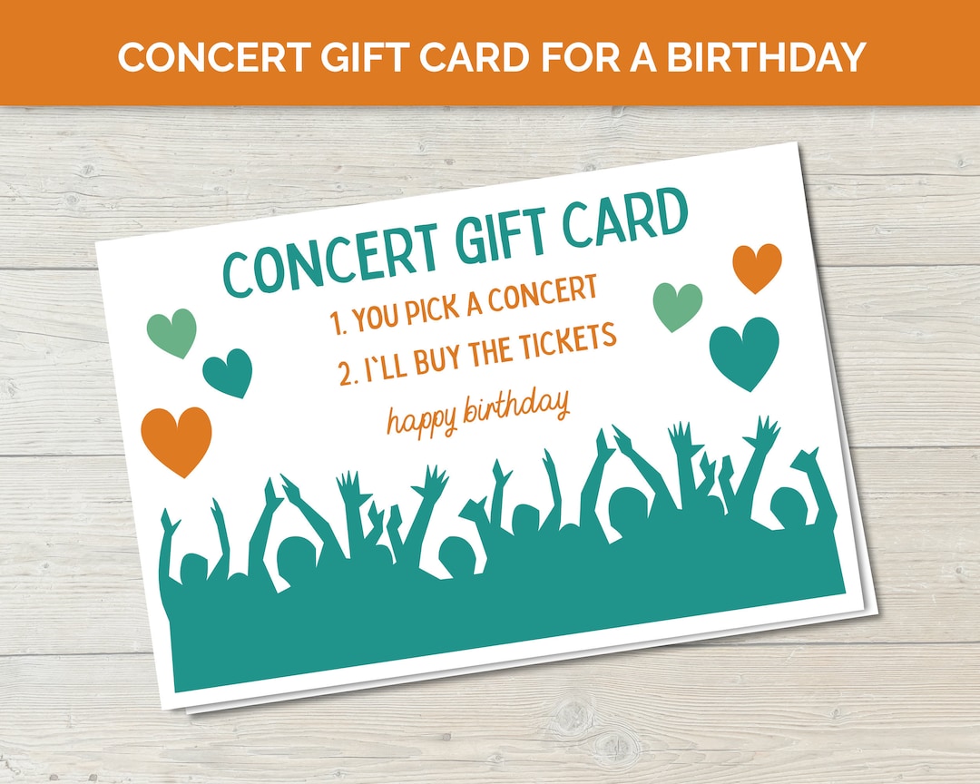 Printable Concert Gift Card for a Birthday, Gift Certificate, Music ...