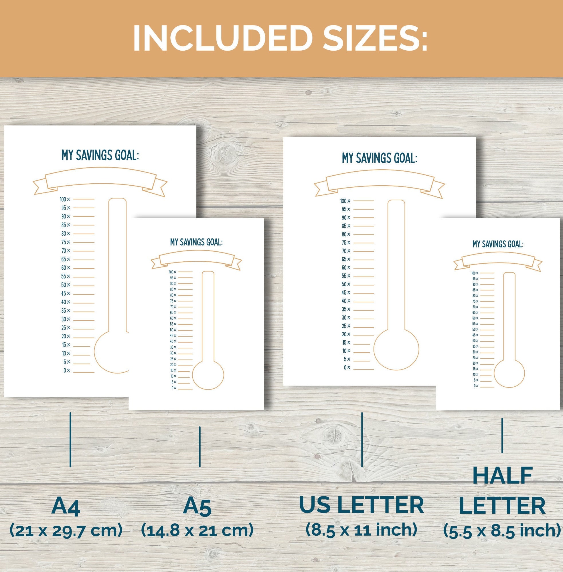 Savings Tracker Savings Thermometer Save Money Budget - Etsy
