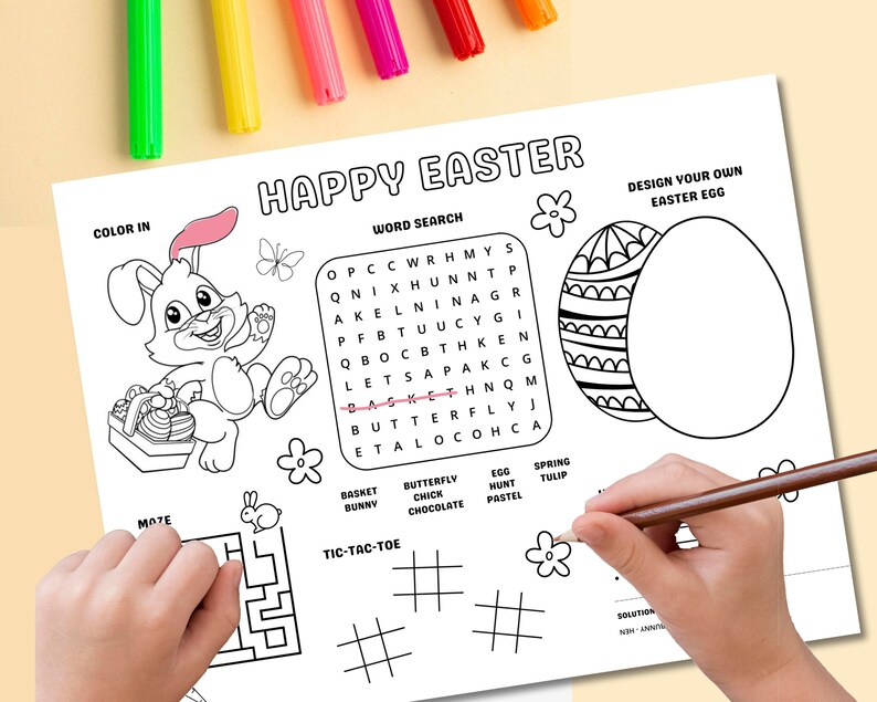 Easter Placemat, Printable Easter Coloring Page, Easter Activity Page ...