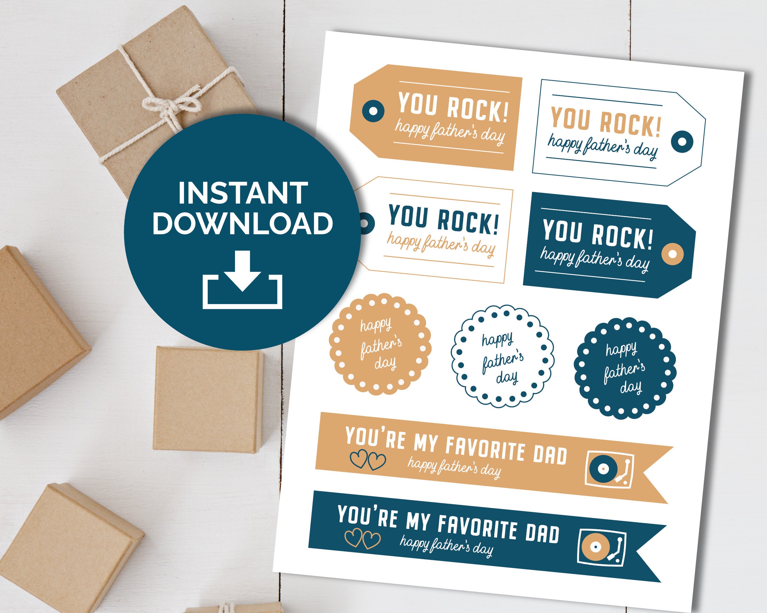 Printable Gift Tags for Father’s Day, Music Theme Gift Tags, PDF With 9 ...