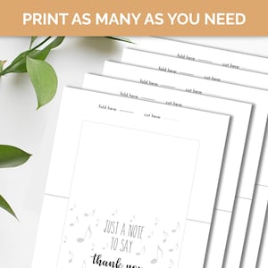 Printable Music Note Thank You Card, Teacher Appreciation, Music ...