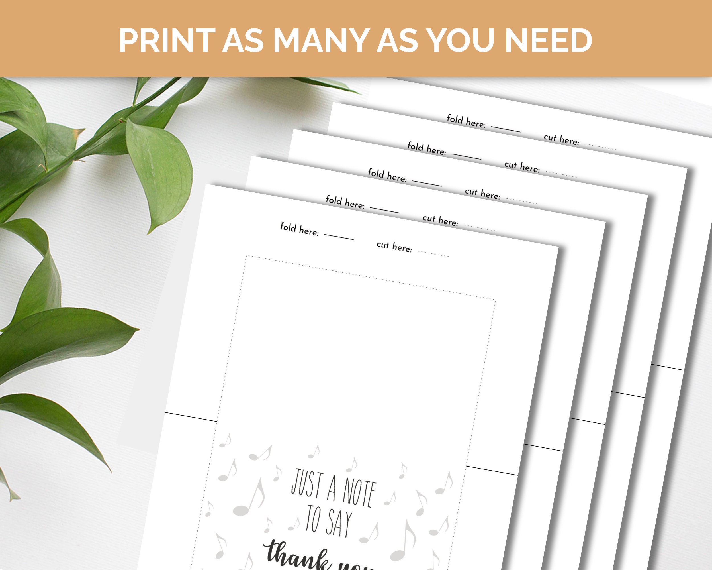 Printable Music Note Thank You Card, Teacher Appreciation, Music ...