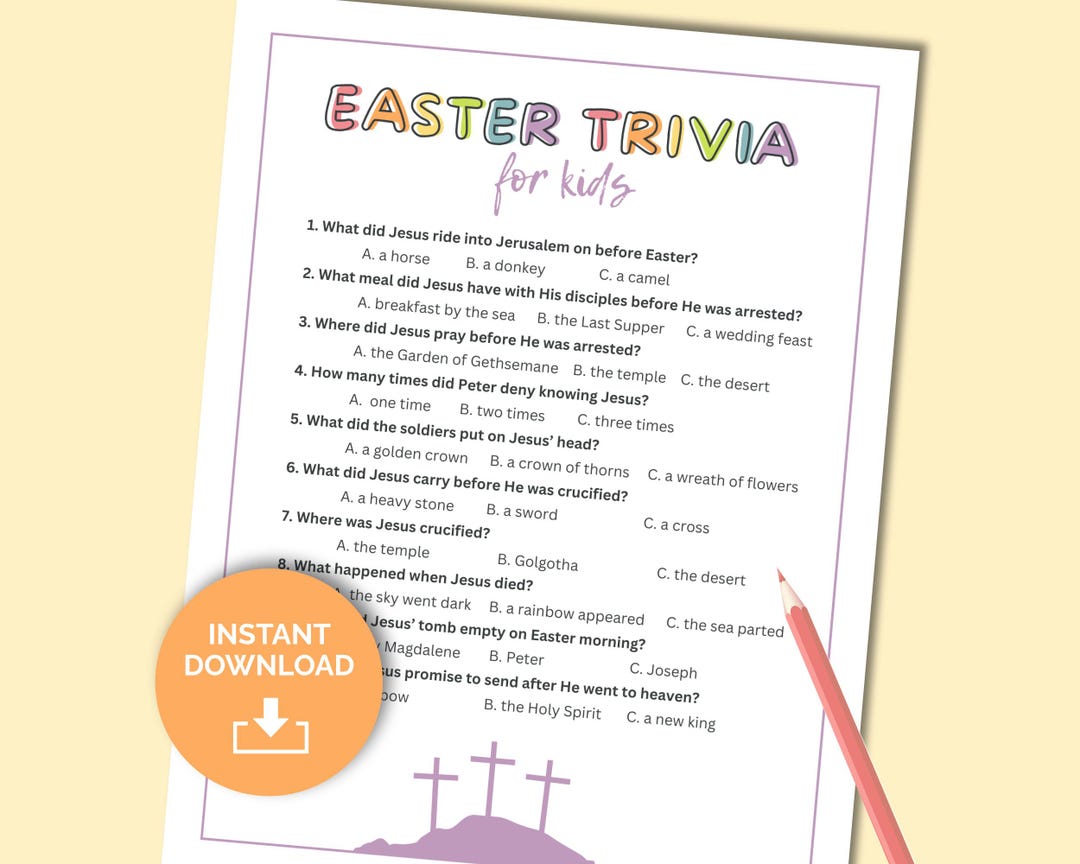Easter Trivia Game for Kids, Easter Bible Trivia Questions, Play During ...