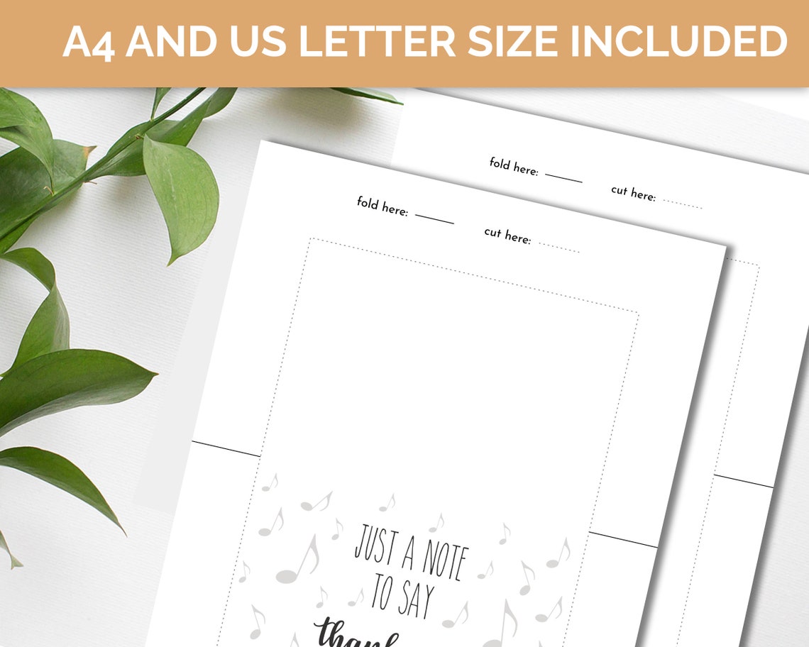 Printable Music Note Thank You Card Teacher Appreciation - Etsy