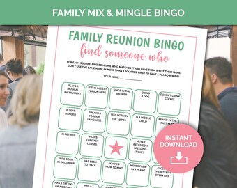 Editable Family Reunion Bingo Game, Get to Know You Bingo, Find the ...