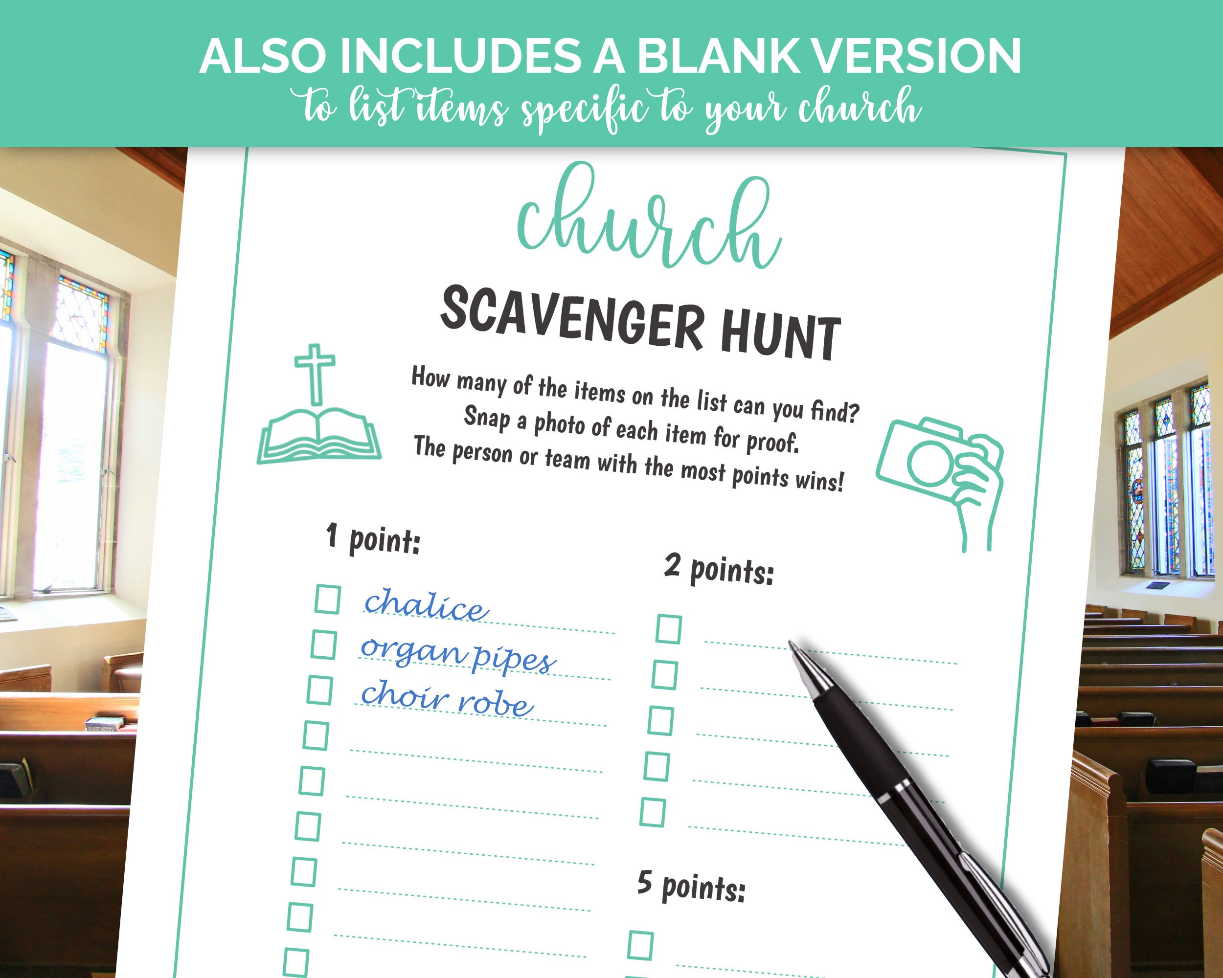 Church Scavenger Hunt Game, Indoor Treasure Hunt to Use as a Sunday ...