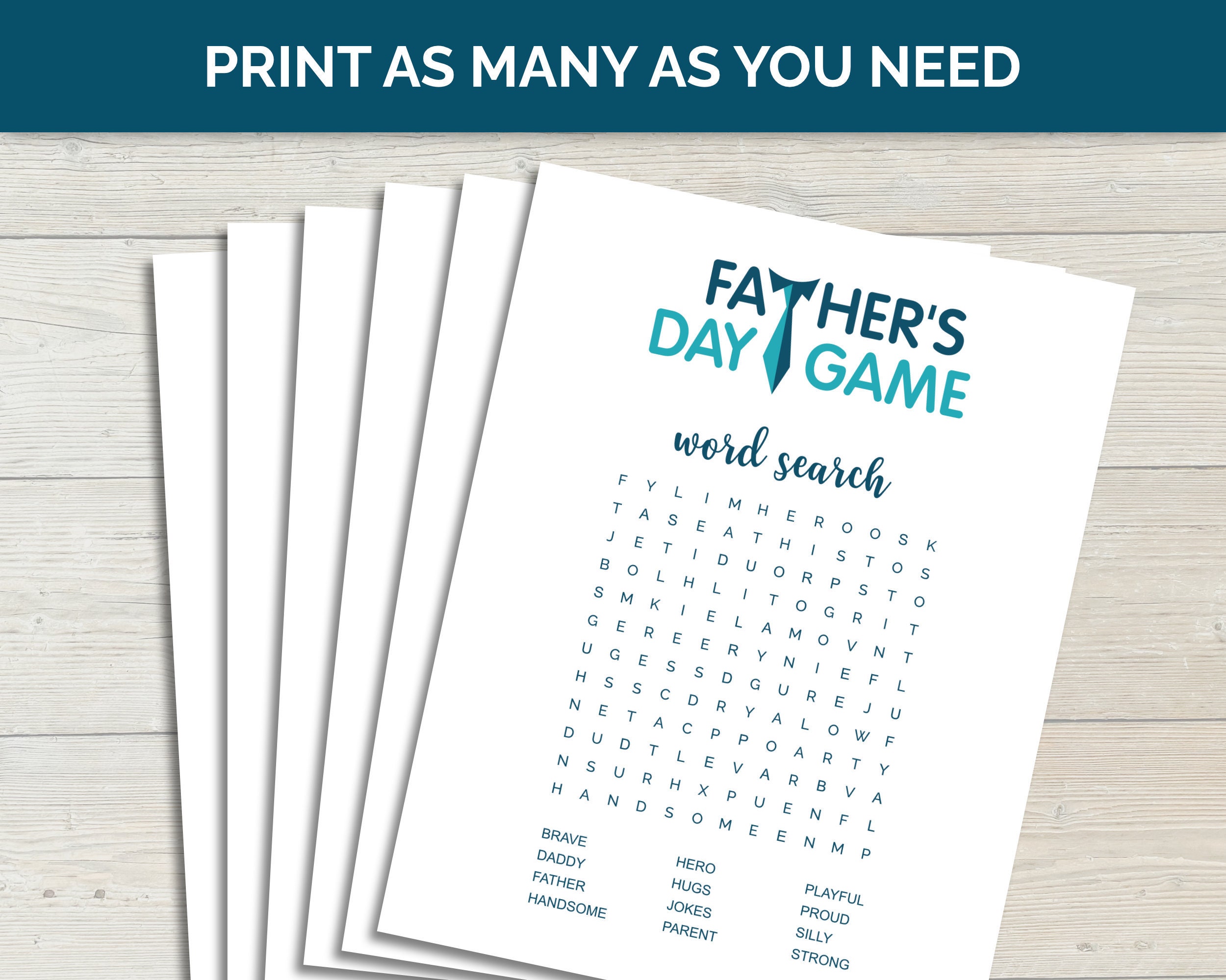 Father's Day Word Search Printable Game, Fun Word Scramble for Family ...