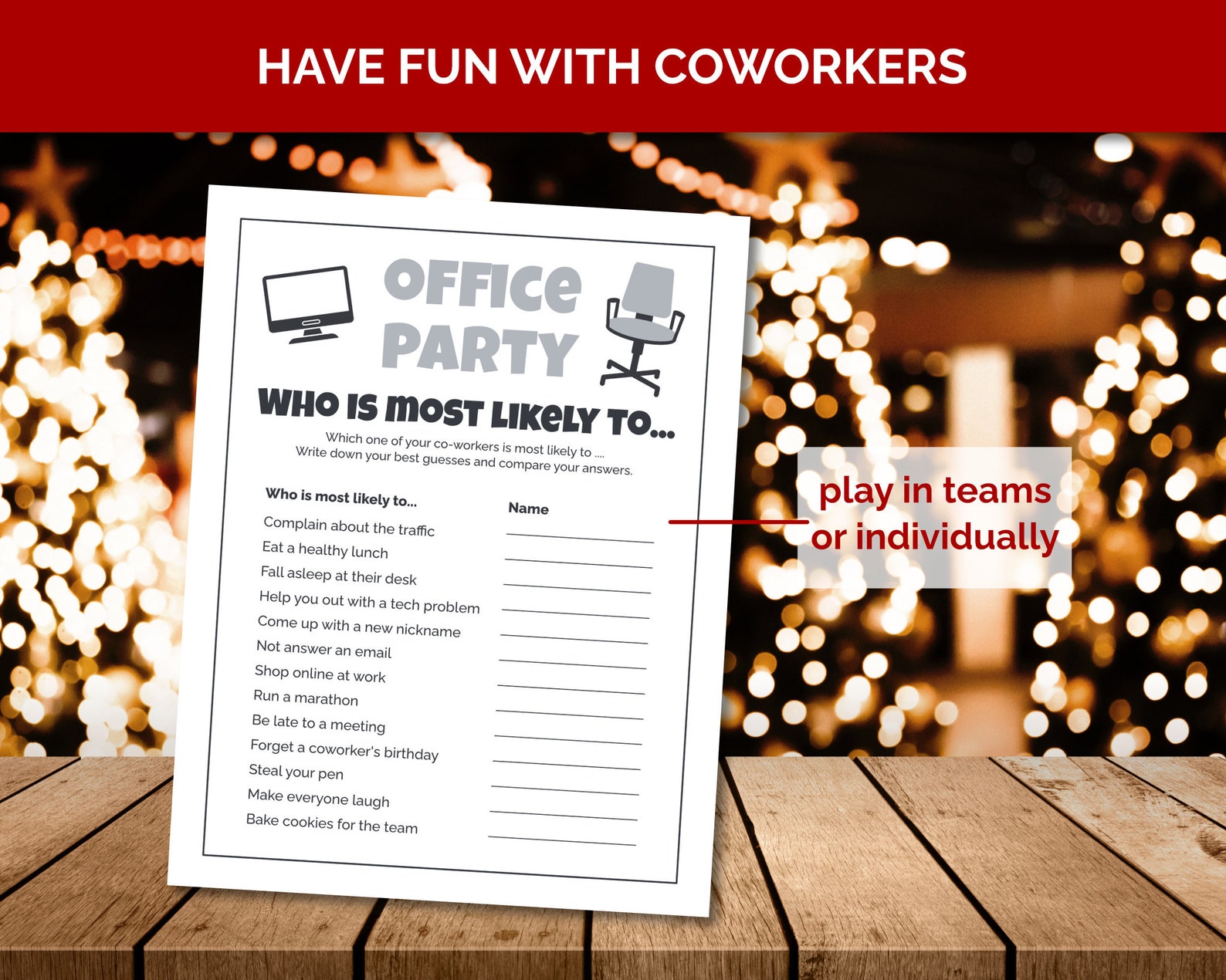 Printable Whos Most Likely to Game to Play at a Christmas Work - Etsy