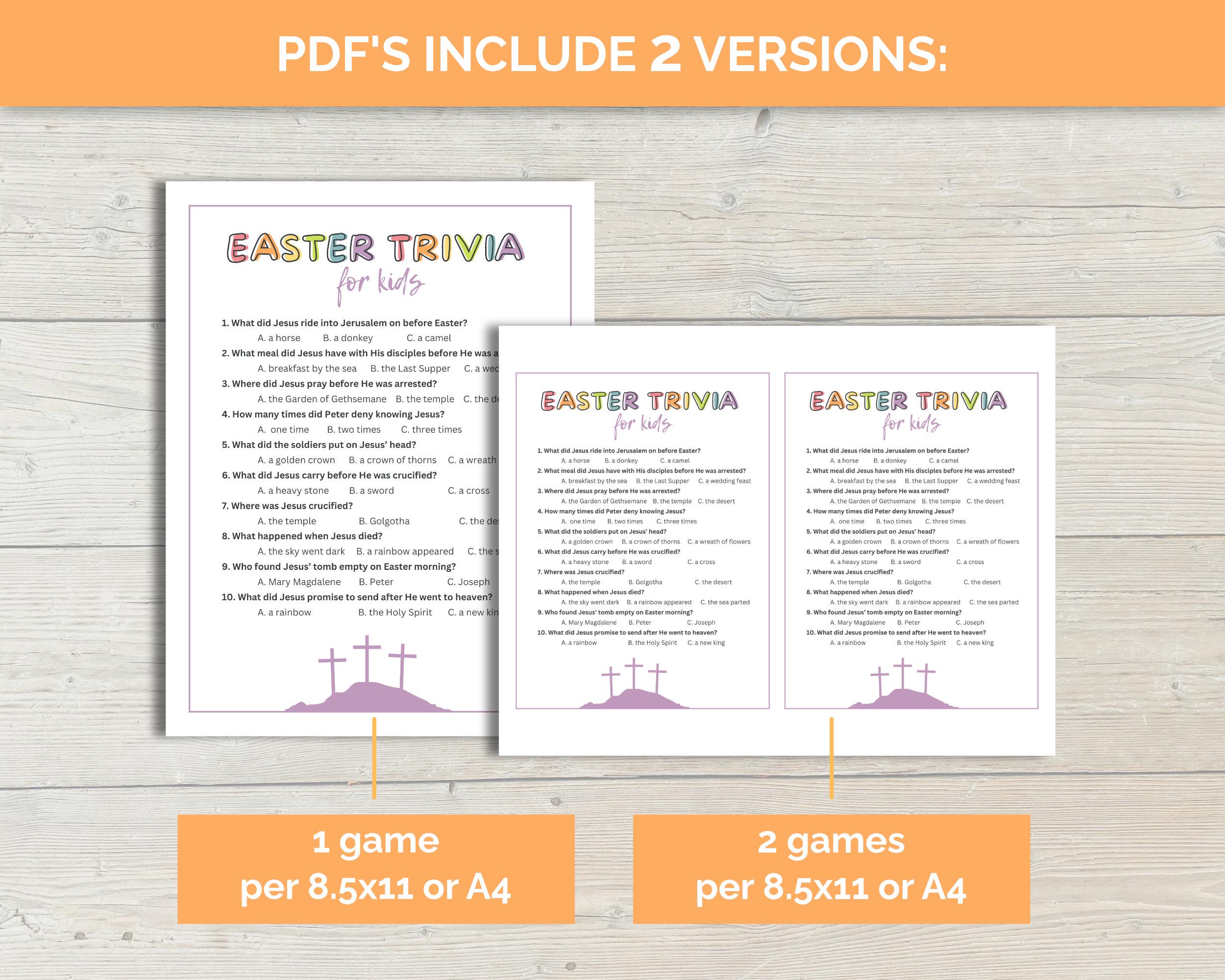 Easter Trivia Game for Kids, Easter Bible Trivia Questions, Play During ...