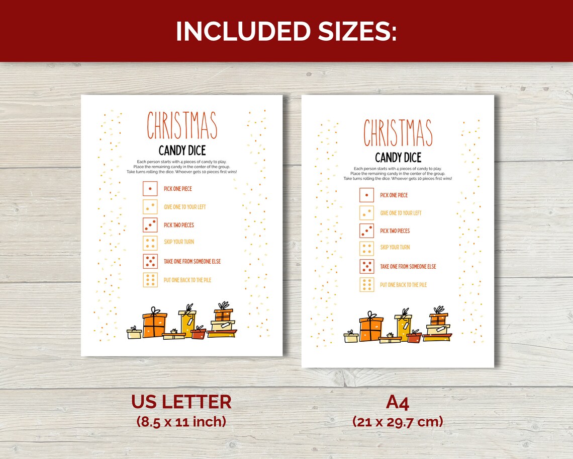 Christmas Printable Candy Dice Game, Christmas Family Game Night ...