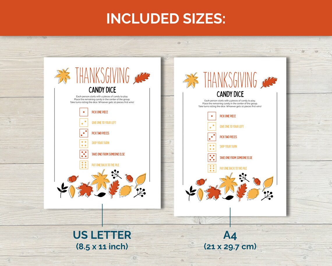 Thanksgiving Candy Dice Game, a Fun Thanksgiving Game for Family Game ...