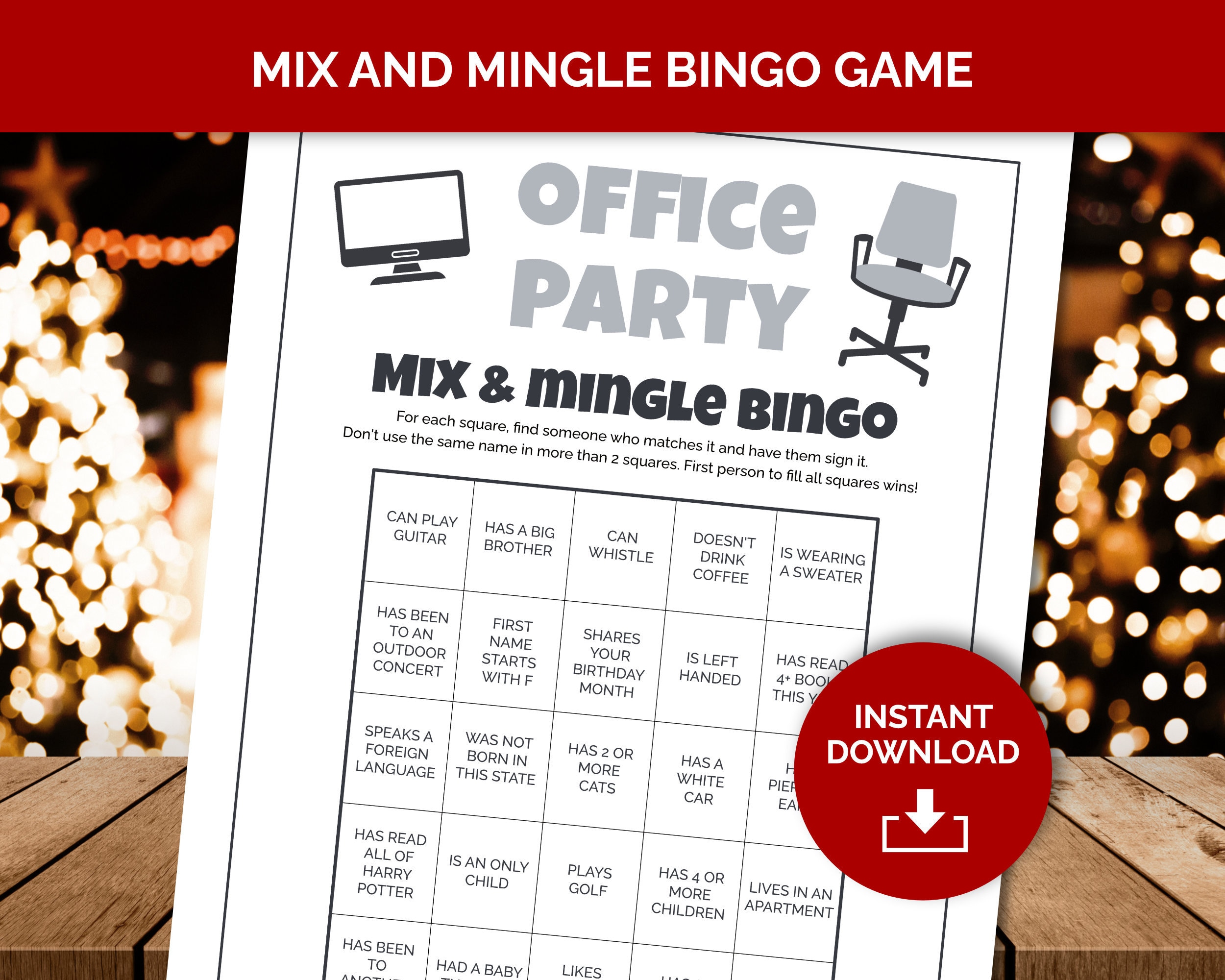 Printable Office Mix and Mingle Bingo Game to Play at a - Etsy