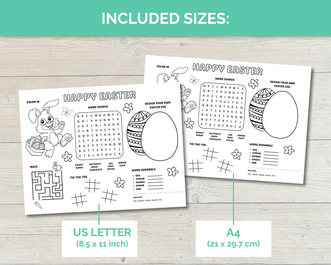 Easter Placemat, Printable Easter Coloring Page, Easter Activity Page ...
