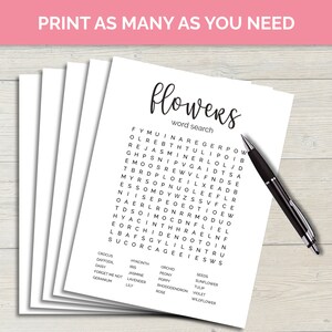 Set of 5 Spring Themed Word Search Puzzles, Printable Game Bundle ...