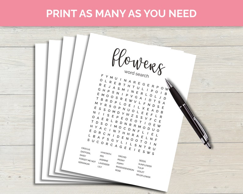 Set of 5 Spring Themed Word Search Puzzles, Printable Game Bundle ...
