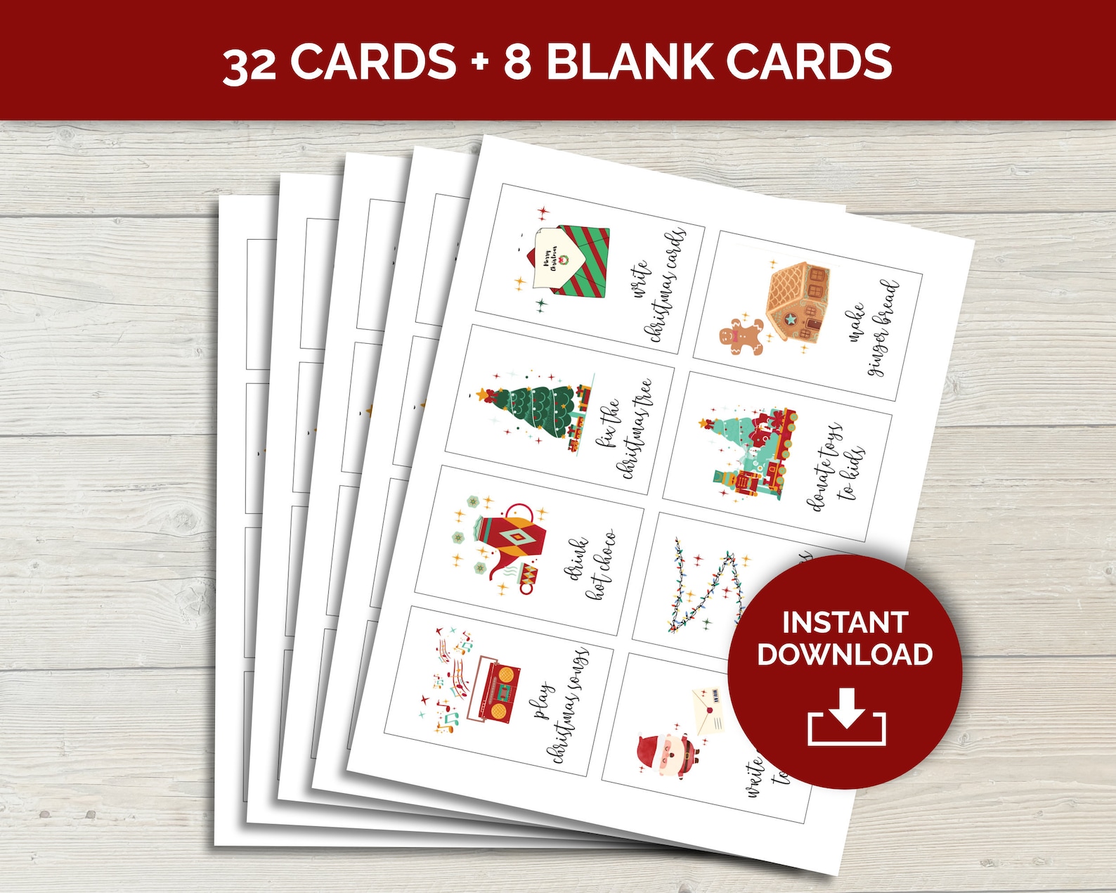 Printable Advent Calendar Cards for Kids, Teens and Adults, Use as ...