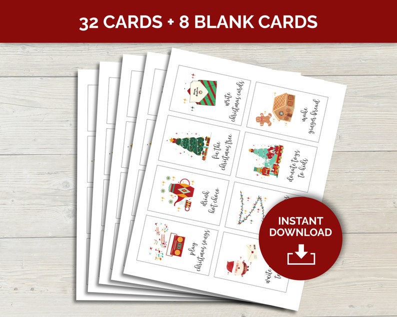 Printable Advent Calendar Cards for Kids, Teens and Adults, Use as ...