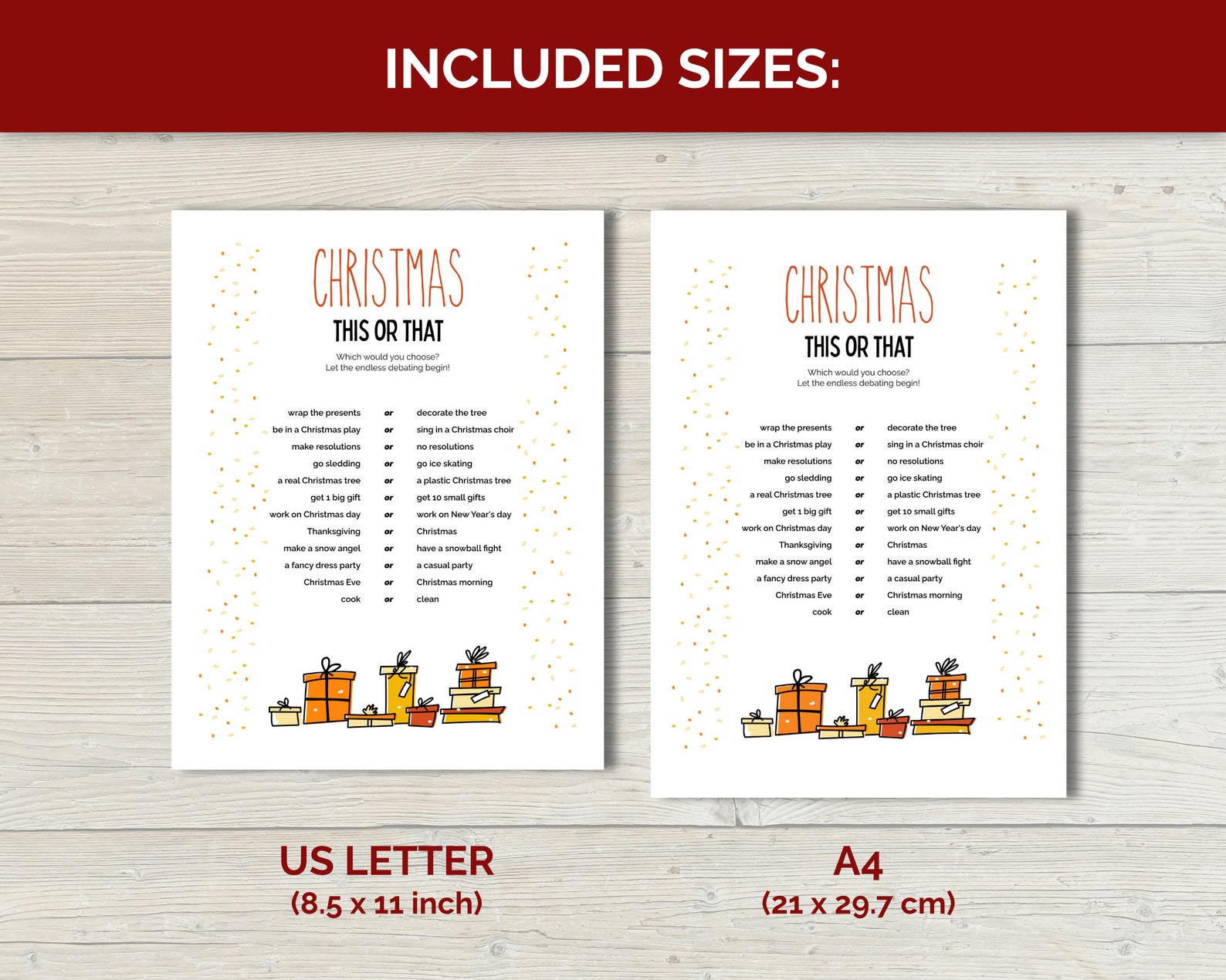 Christmas Printable This or That Game, Winter This or That Game for ...