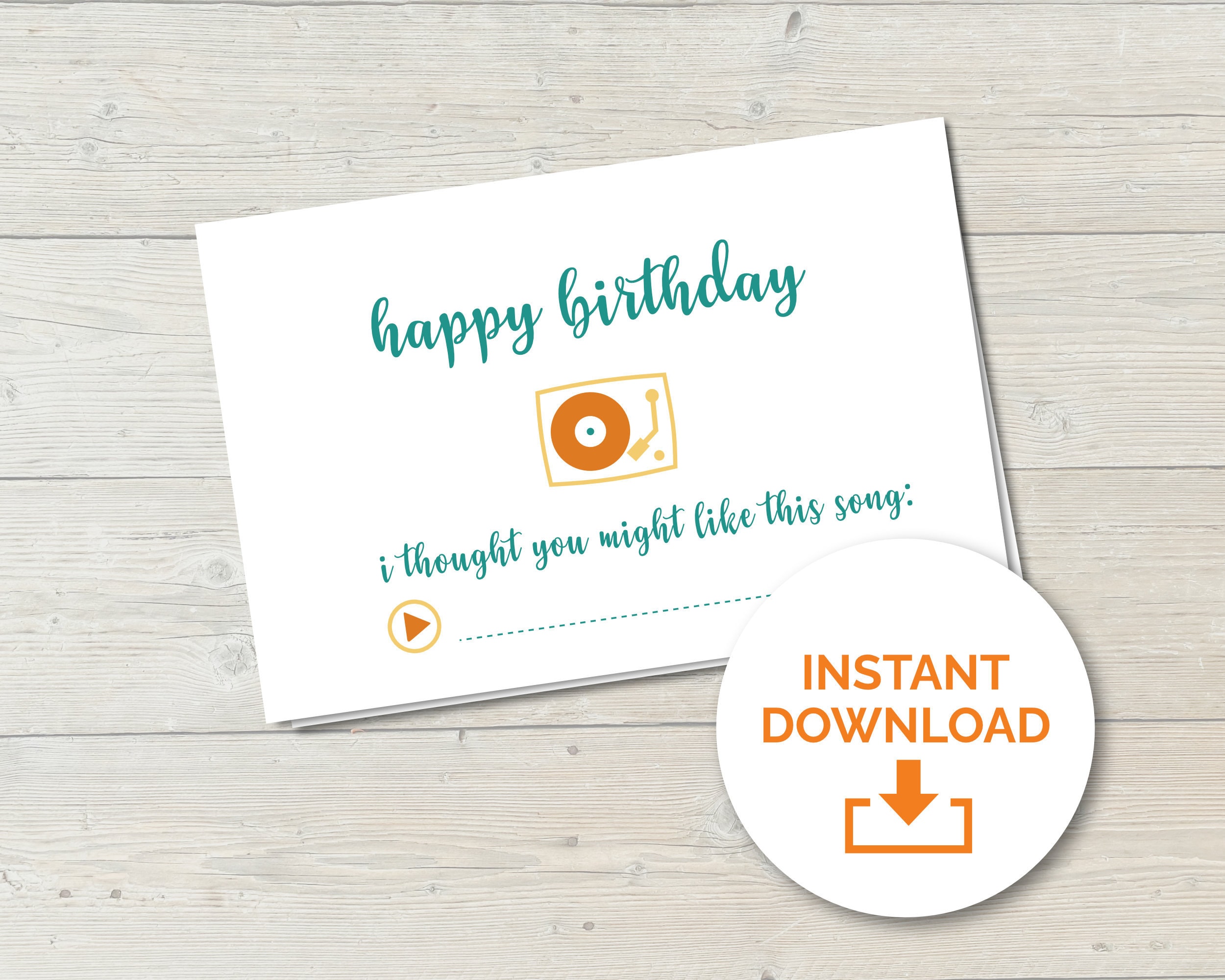 Printable Birthday Card, Song Gift, Playlist, Meaningful Gift, Music ...