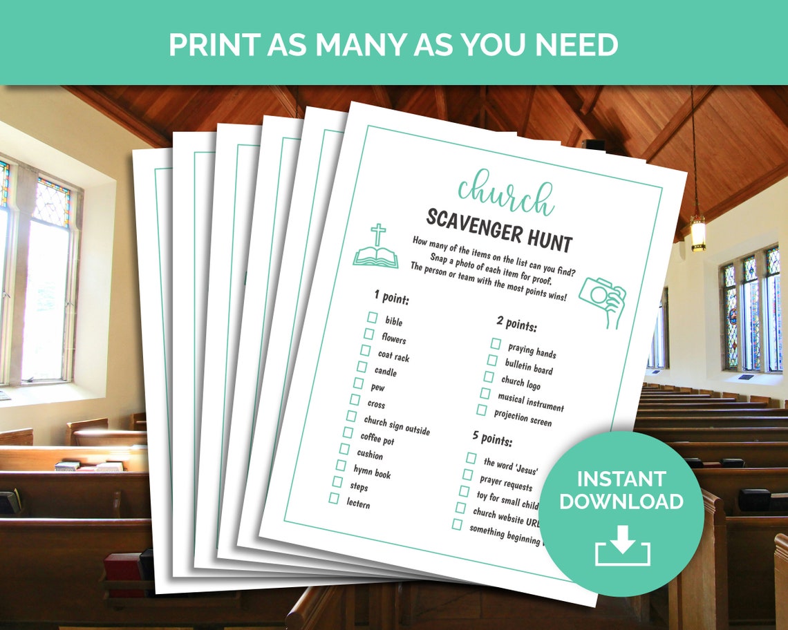Church Scavenger Hunt Printable, Church Group Treasure Hunt, Youth ...