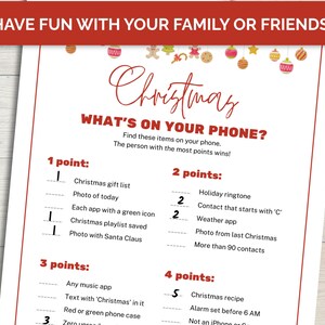 Christmas What's on Your Phone Game, Play as a Family Christmas Dinner ...