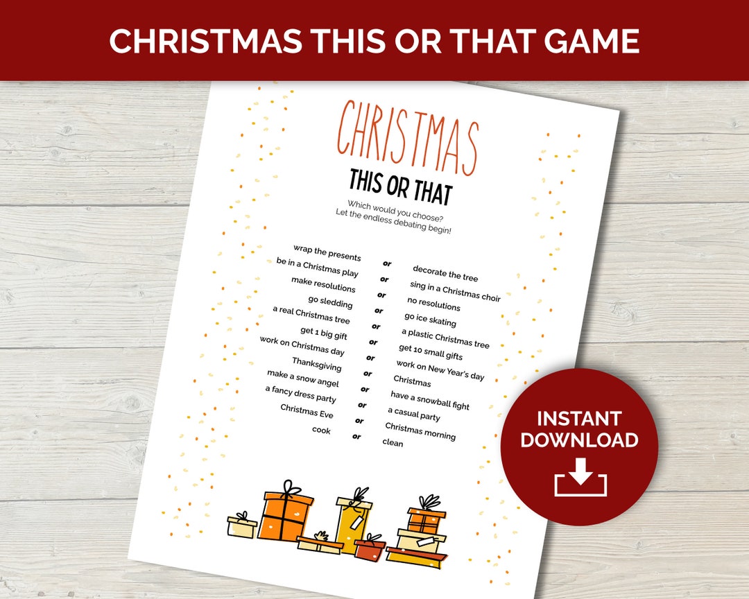 Christmas Printable This or That Game, Winter This or That Game for ...