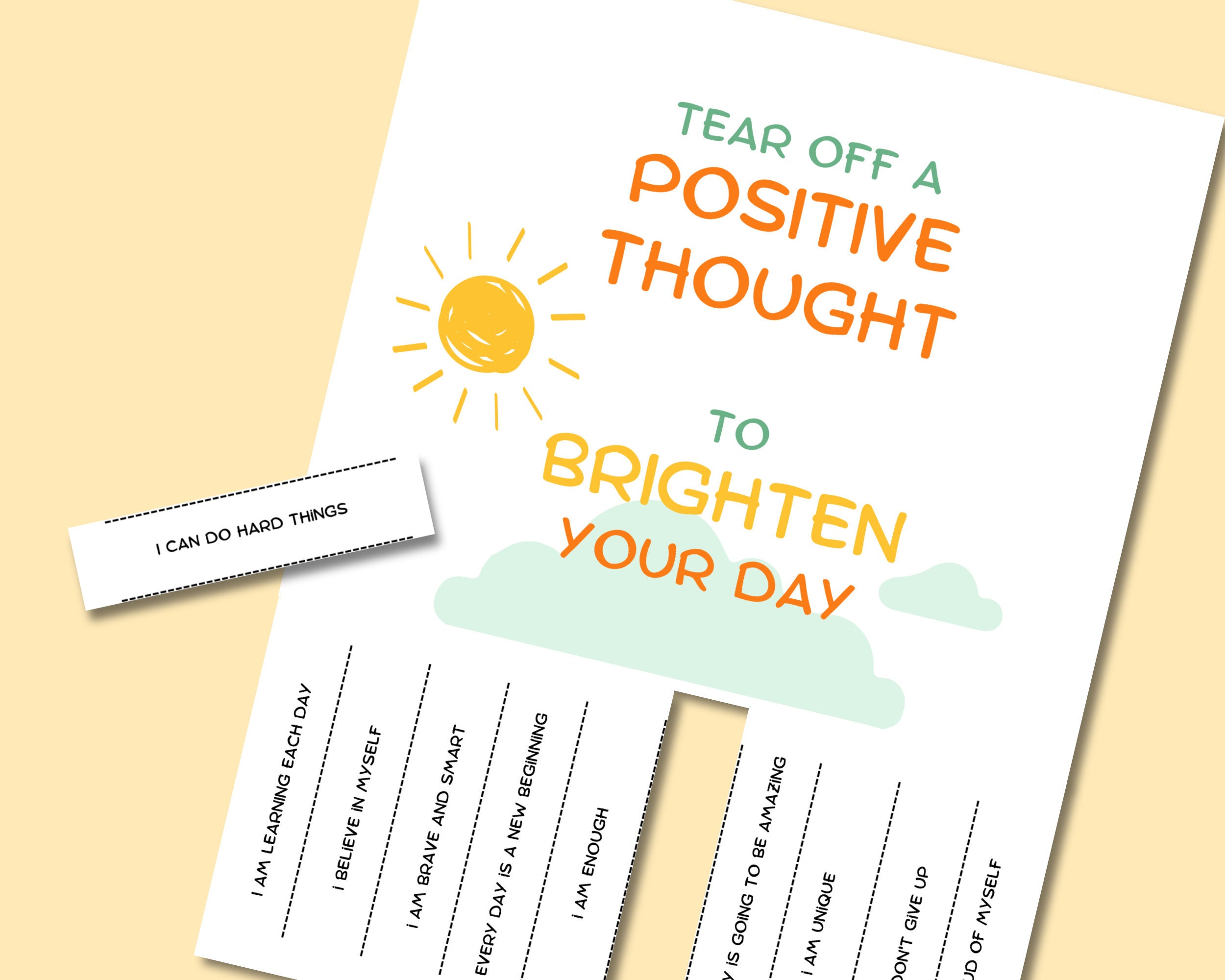 Positive Affirmations for Kids Tear off Flyer, School Social Worker ...
