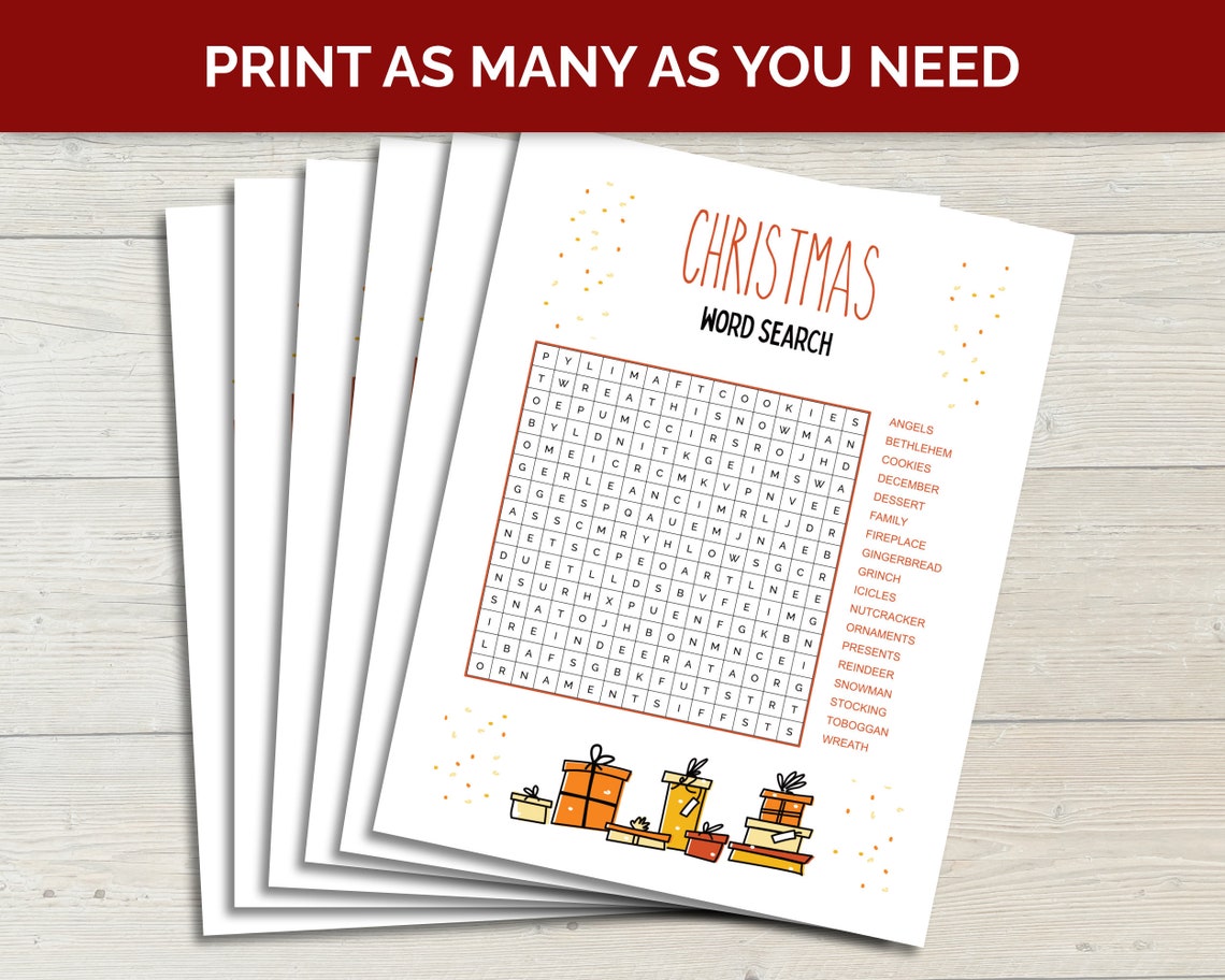 Christmas Word Search Printable Game, Christmas Word Games, Winter ...