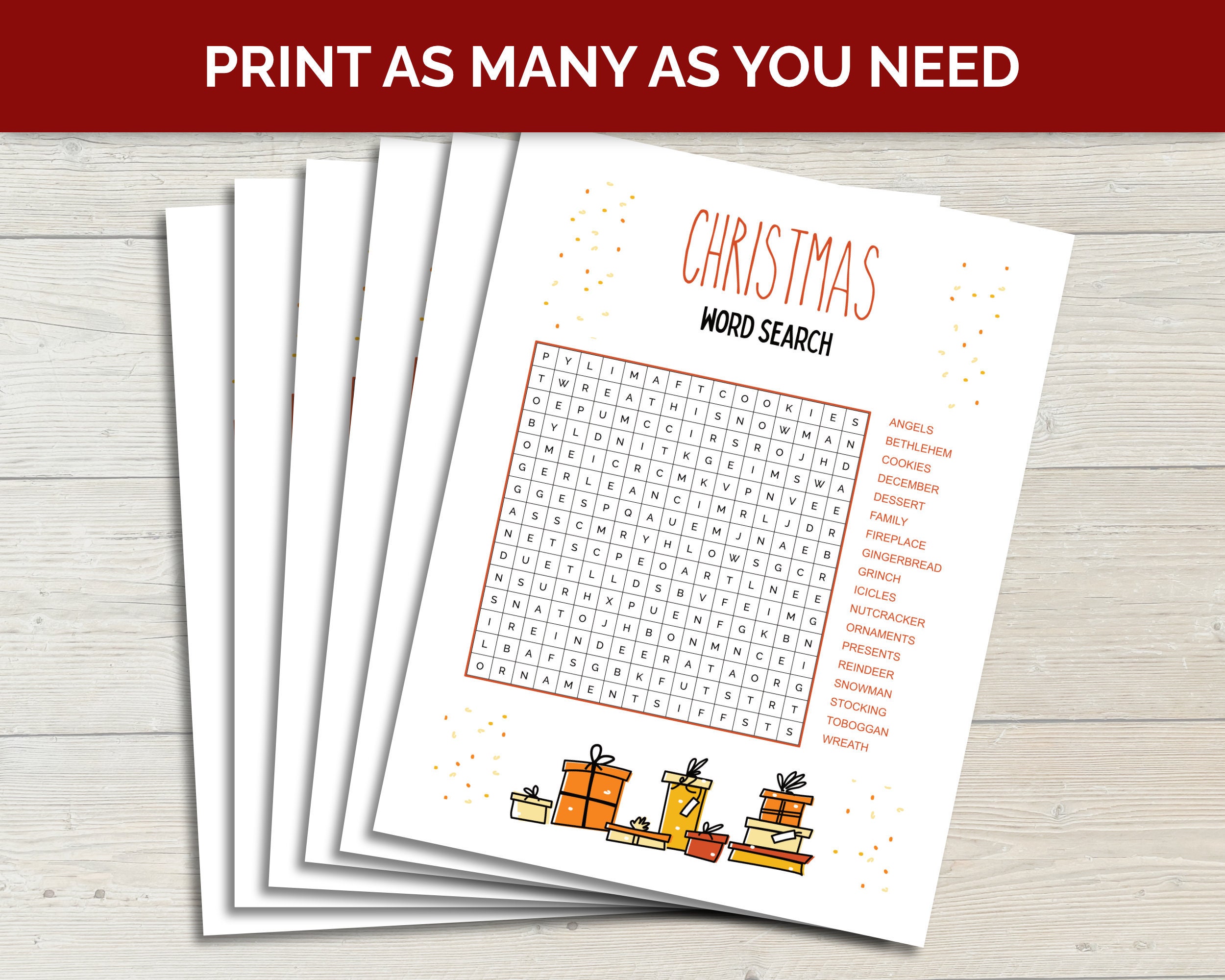 Christmas Word Search Printable Game, Christmas Word Games, Winter ...